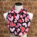 Hearts Scarf Valentine's Day Scarf Infinity Scarf Red Pink Fuchsia ...