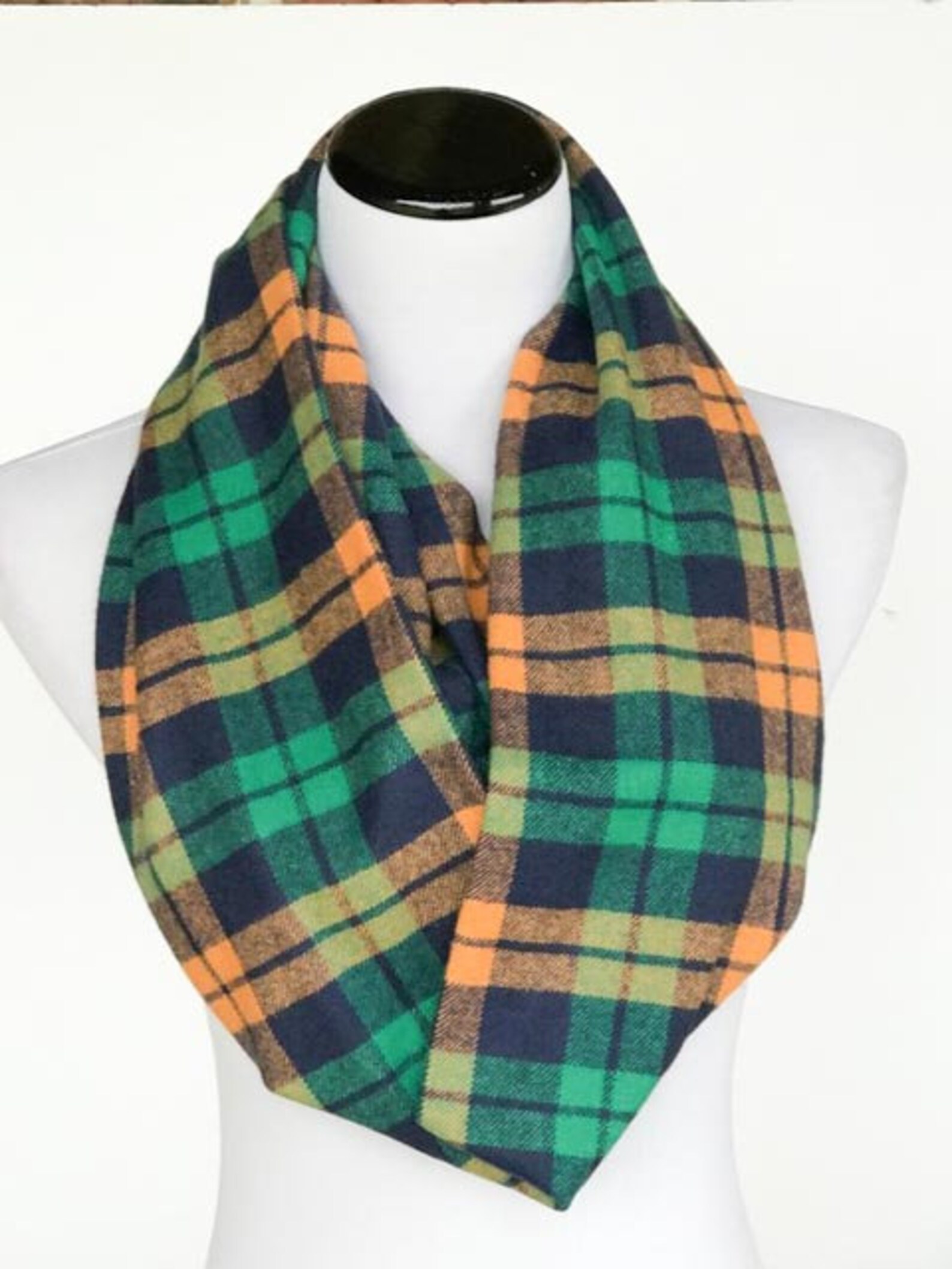 Autumn Scarf Plaid Scarf Rustic Brown Mustard Blue Green Scarf | Etsy