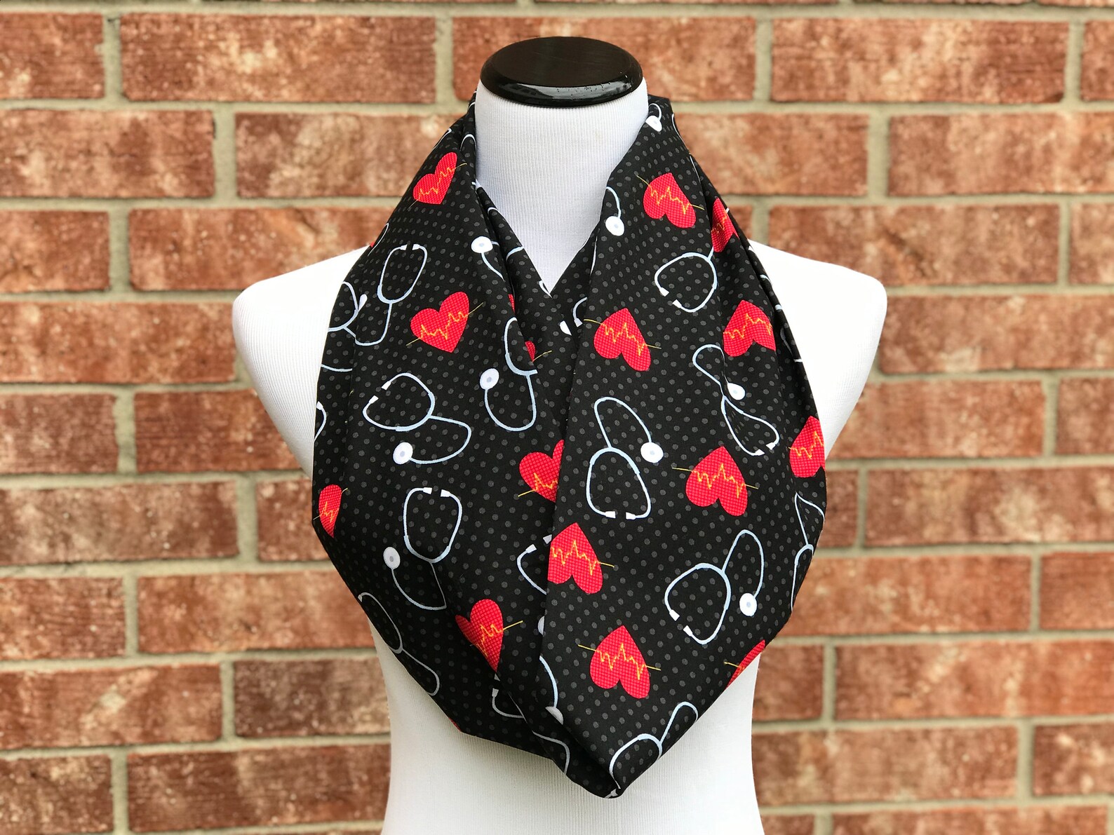 Valentine Day Heart Scarf Red Black Dot Heartbeat Scarf - Etsy