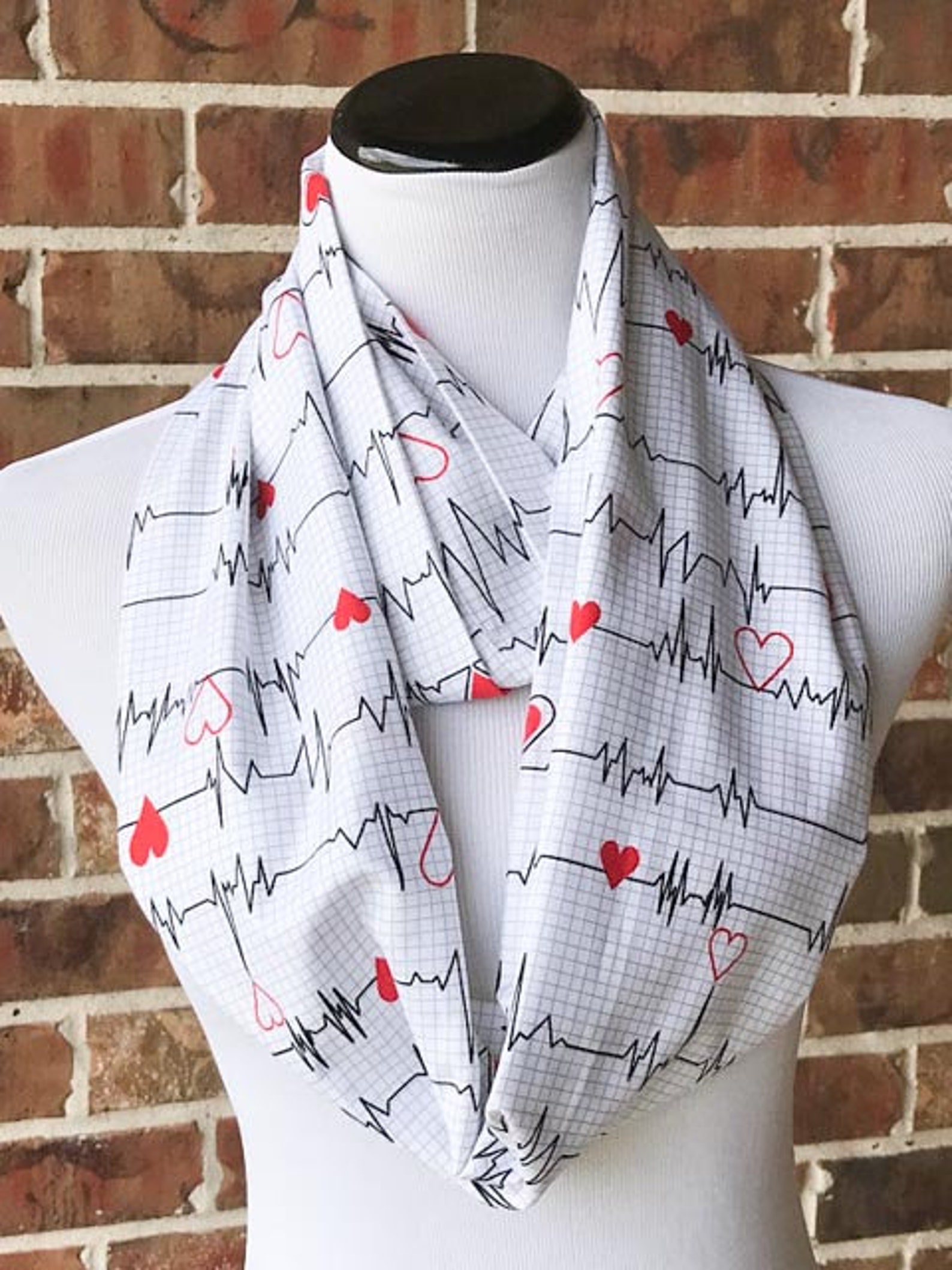 Valentines Day Heart Scarf Heartbeat Scarf Infinity Scarf Love - Etsy