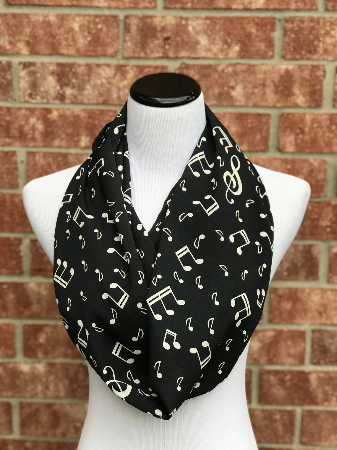 Black Scarf Music Note Symbol Scarf Infinity Scarf Circle | Etsy