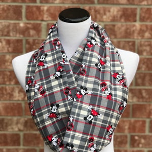 Mickey Scarf Mouse Scarf Infinity Scarf for Mickey Lovers Scarf Plaid ...