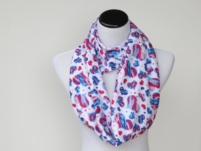 Hearts Scarf Infinity Scarf White Purple Pink Valentine Day - Etsy