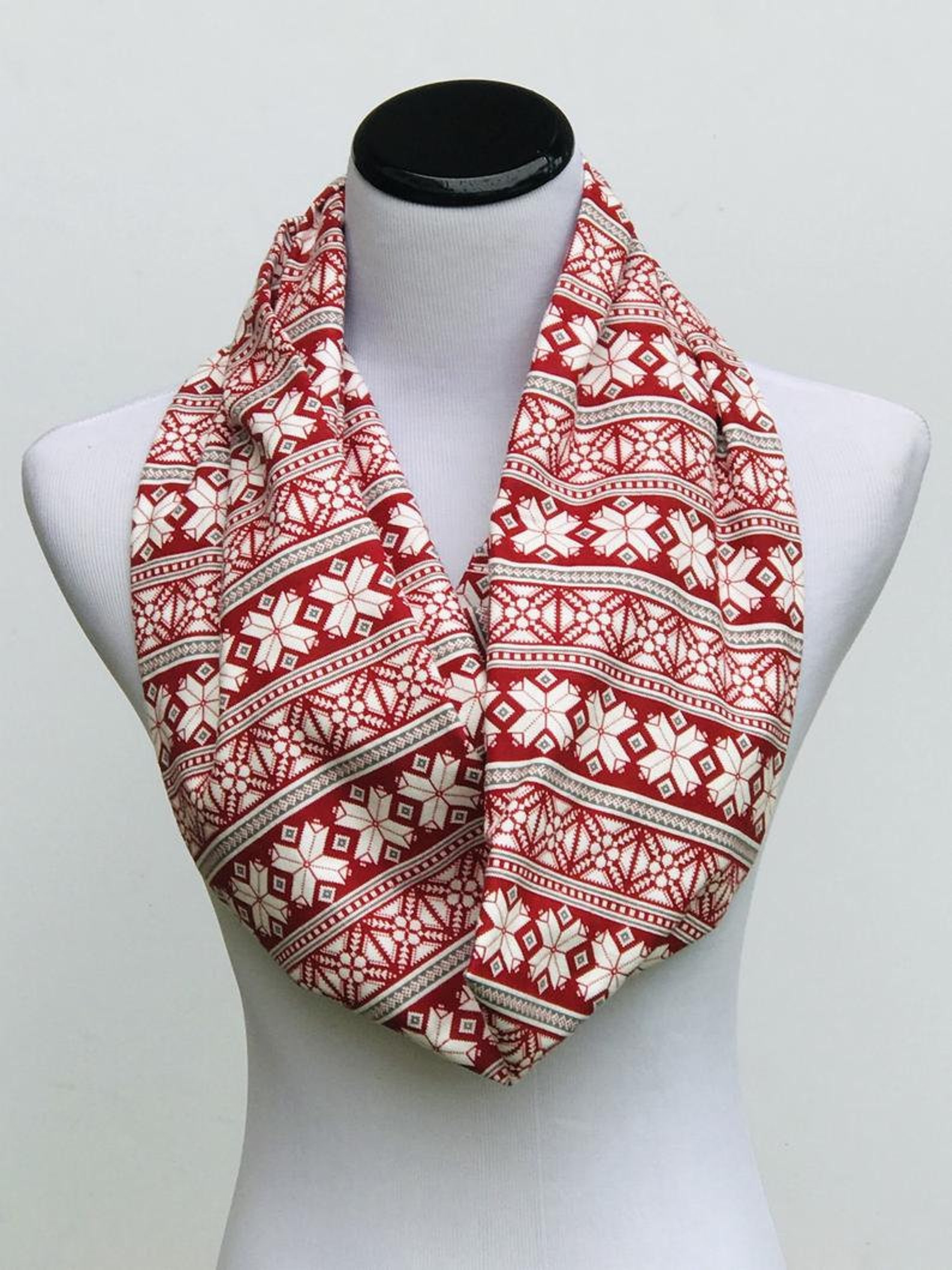 Fair Isle Scarf Christmas Scarf White Red Nordic Scandinavian - Etsy