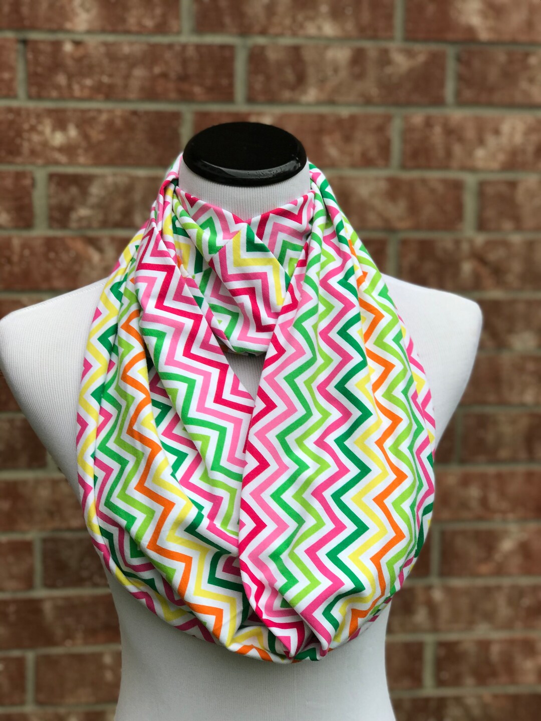 Chevron Scarf Rainbow Scarf Infinity Scarf Spring Colors Pink Yellow ...