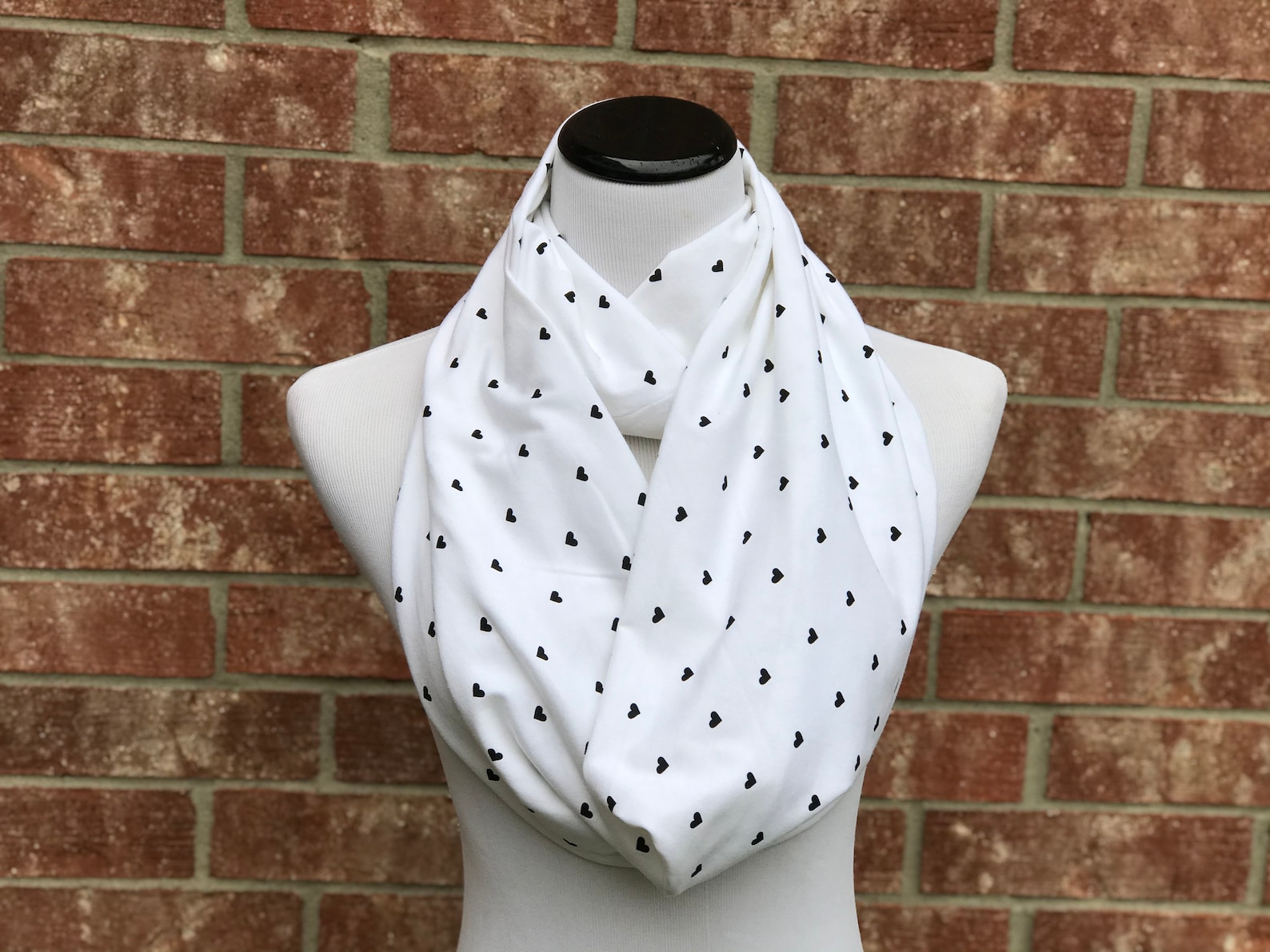 Valentine's Day Scarf Black Hearts Scarf Infinity Scarf | Etsy