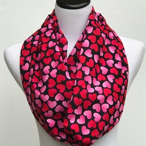 Hearts Scarf Valentine's Day Scarf Infinity Scarf Red Pink Fuchsia ...