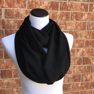 Black Scarf Soft Cotton Jersey Knit Loop Scarf Circle Scarf | Etsy