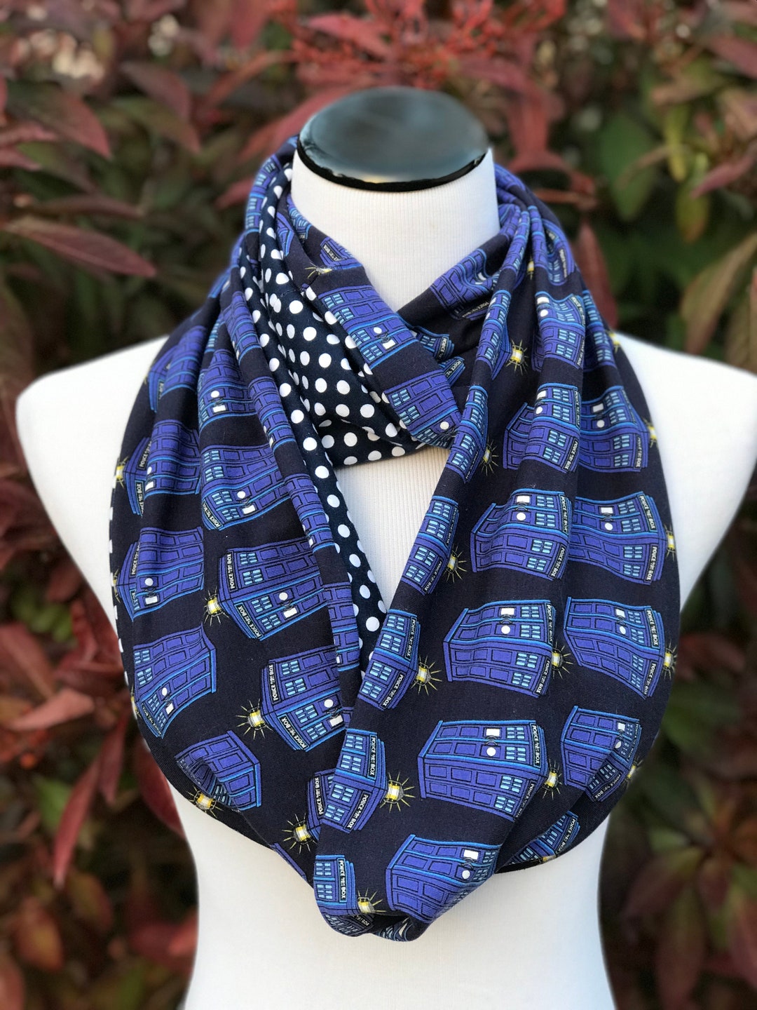 Doctor Infinity Scarf Dr Who Dark Blue Loop Scarf Reversible Scarf Dark ...