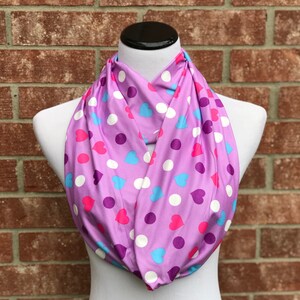 Hearts Scarf Valentine's Day Infinity Scarf Red Heart Scarf Purple ...