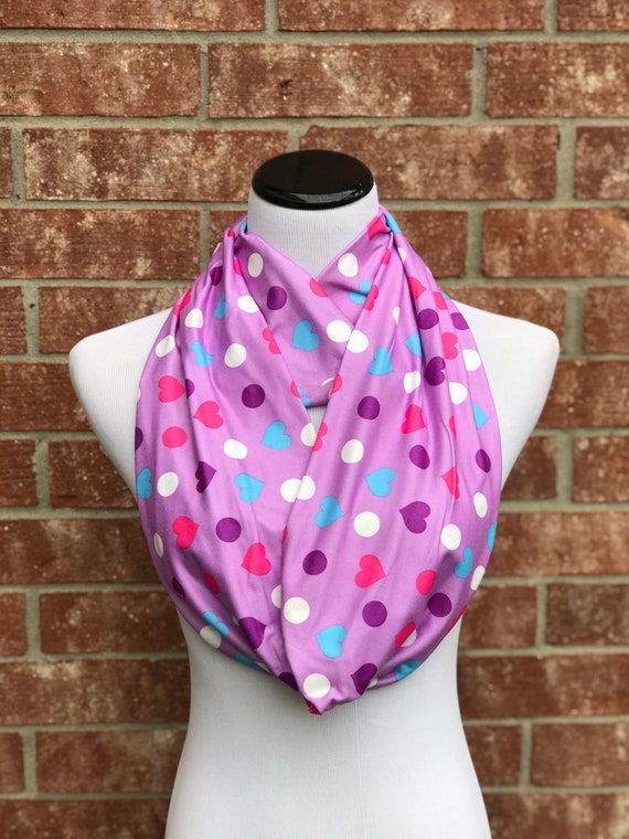 Hearts Scarf Valentine's Day Infinity Scarf Red Heart | Etsy