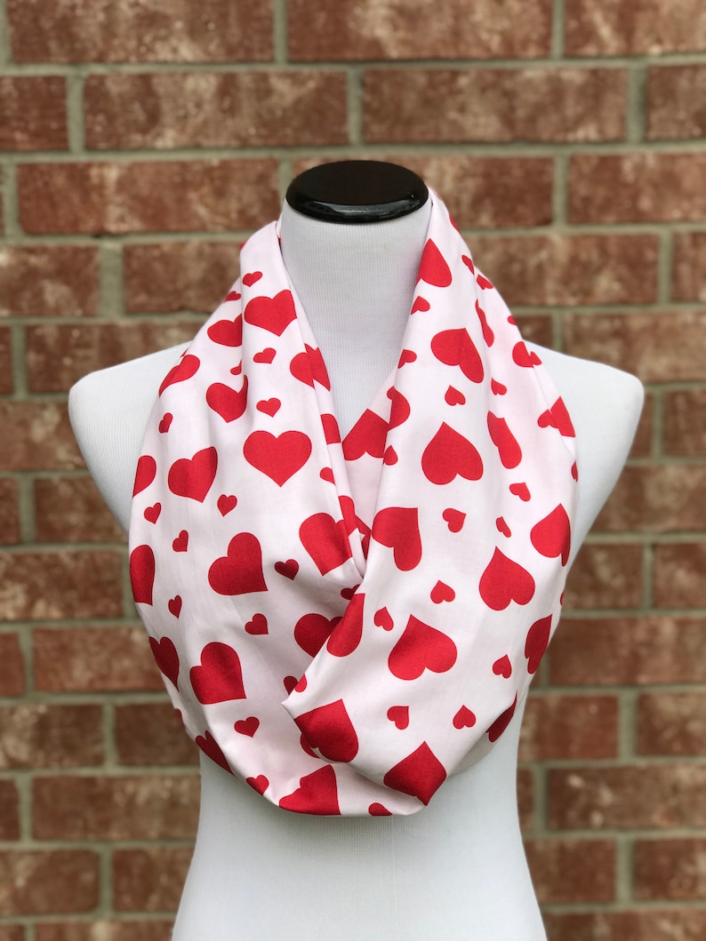 Hearts Scarf Valentine's Day Scarf Infinity Scarf White - Etsy