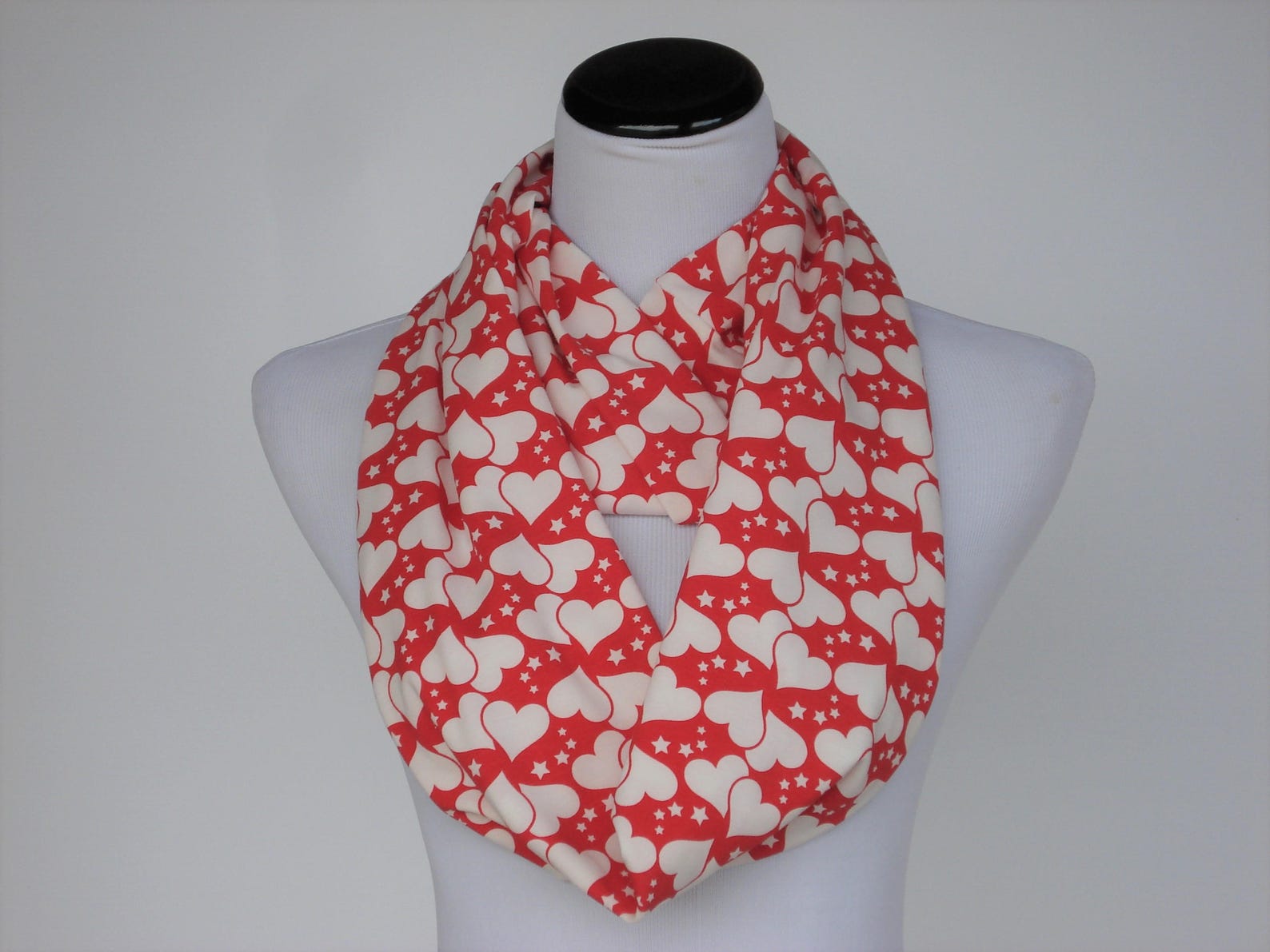 Valentine's Day Scarf Red White Scarf Hearts Infinity | Etsy
