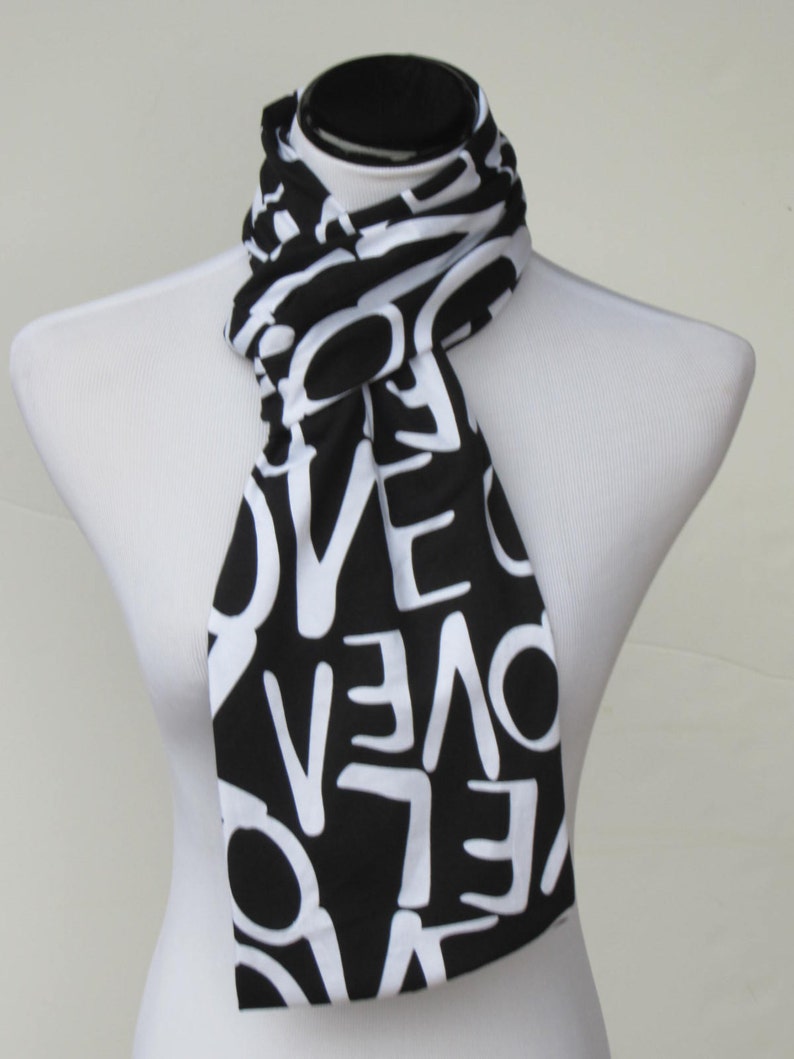 Black White Love Scarf Valentines Day Scarf Infinity Scarf - Etsy
