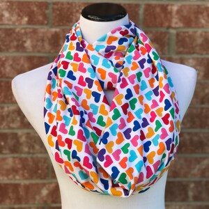 Valentine's Day Scarf Hearts Scarf Pink Yellow Green Blue Purple White ...
