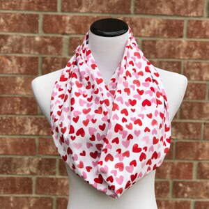 Hearts Scarf Valentine's Day Scarf Infinity Scarf Red Pink White Hearts ...