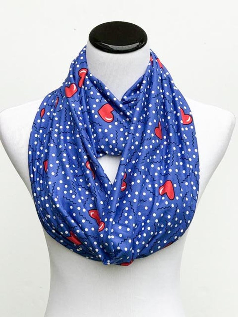 Red Hearts Scarf Valentine's Day Scarf Royal Blue Scarf | Etsy