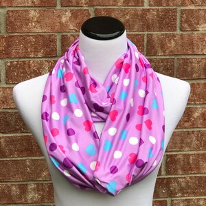 Hearts Scarf Valentine's Day Infinity Scarf Red Heart Scarf Purple ...
