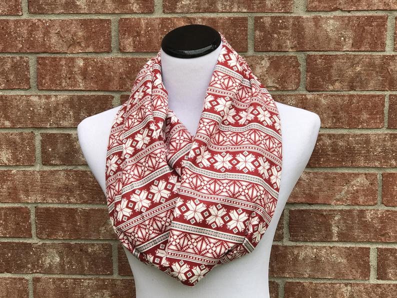 Fair Isle Scarf Christmas Scarf White Red Nordic Scandinavian - Etsy