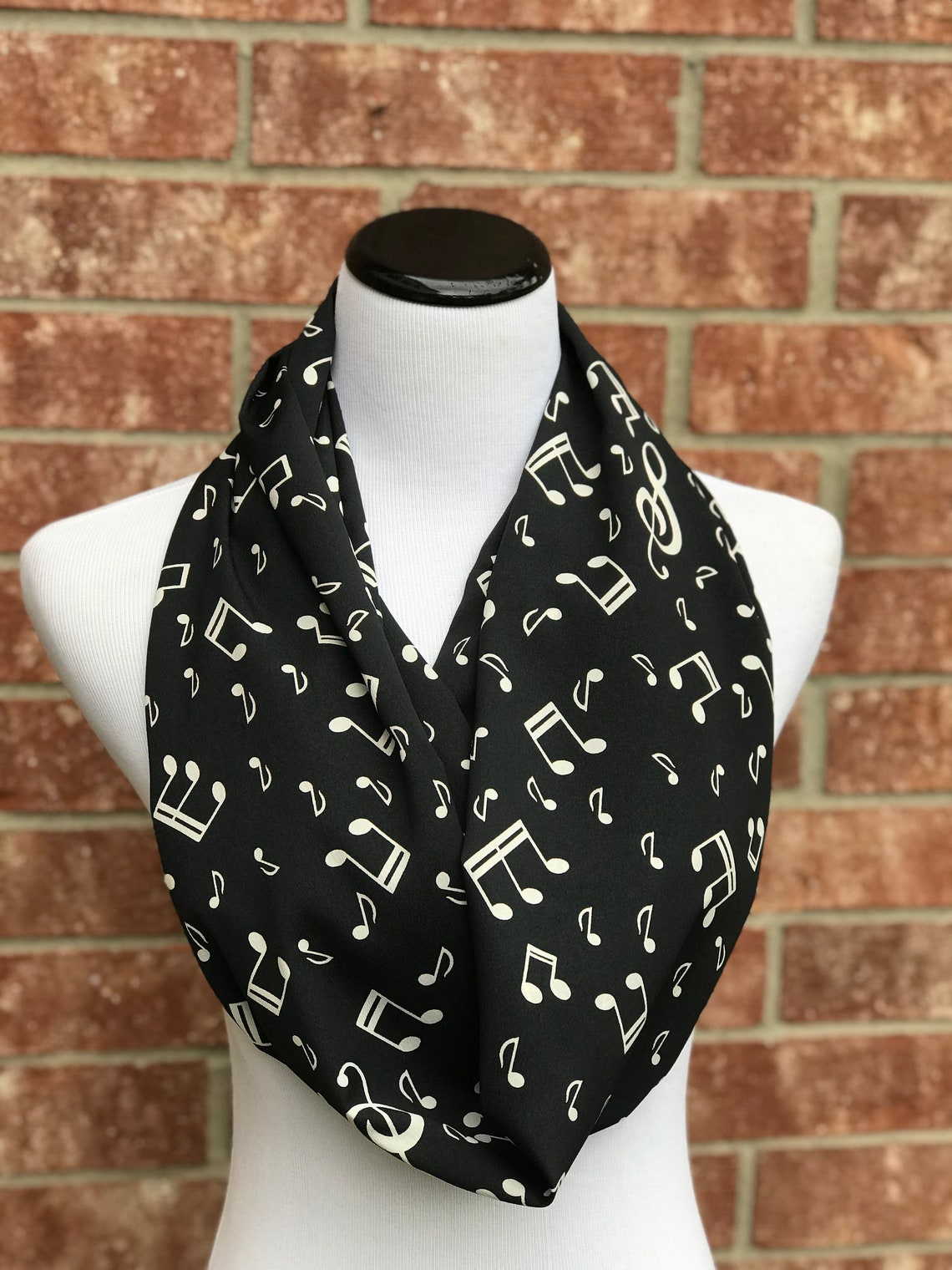 Black Scarf Music Note Symbol Scarf Infinity Scarf Circle - Etsy