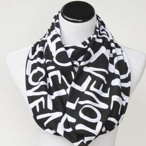 Valentine's Day Scarf Black White Scarf Infinity Scarf Love Scarf ...