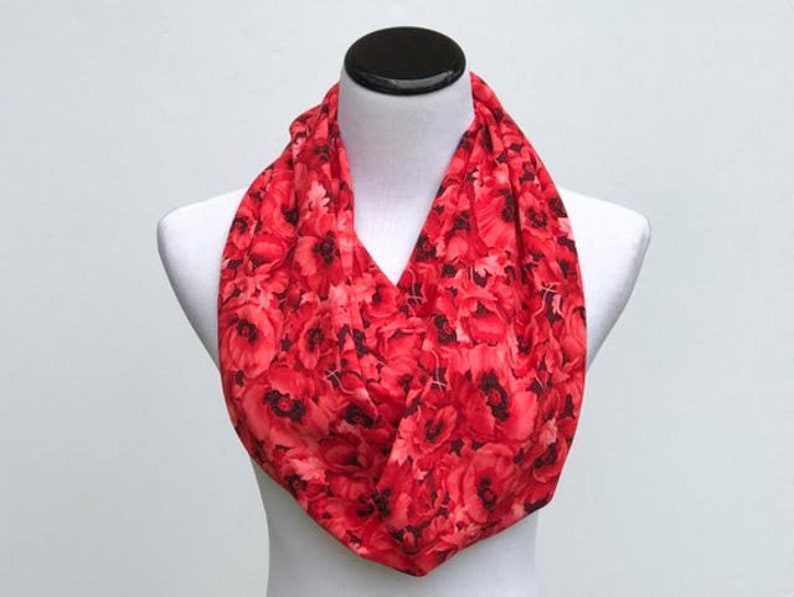 Poppy Scarf Red Poppy Scarf Infinity Scarf Scarf Floral Scarf Mother's ...
