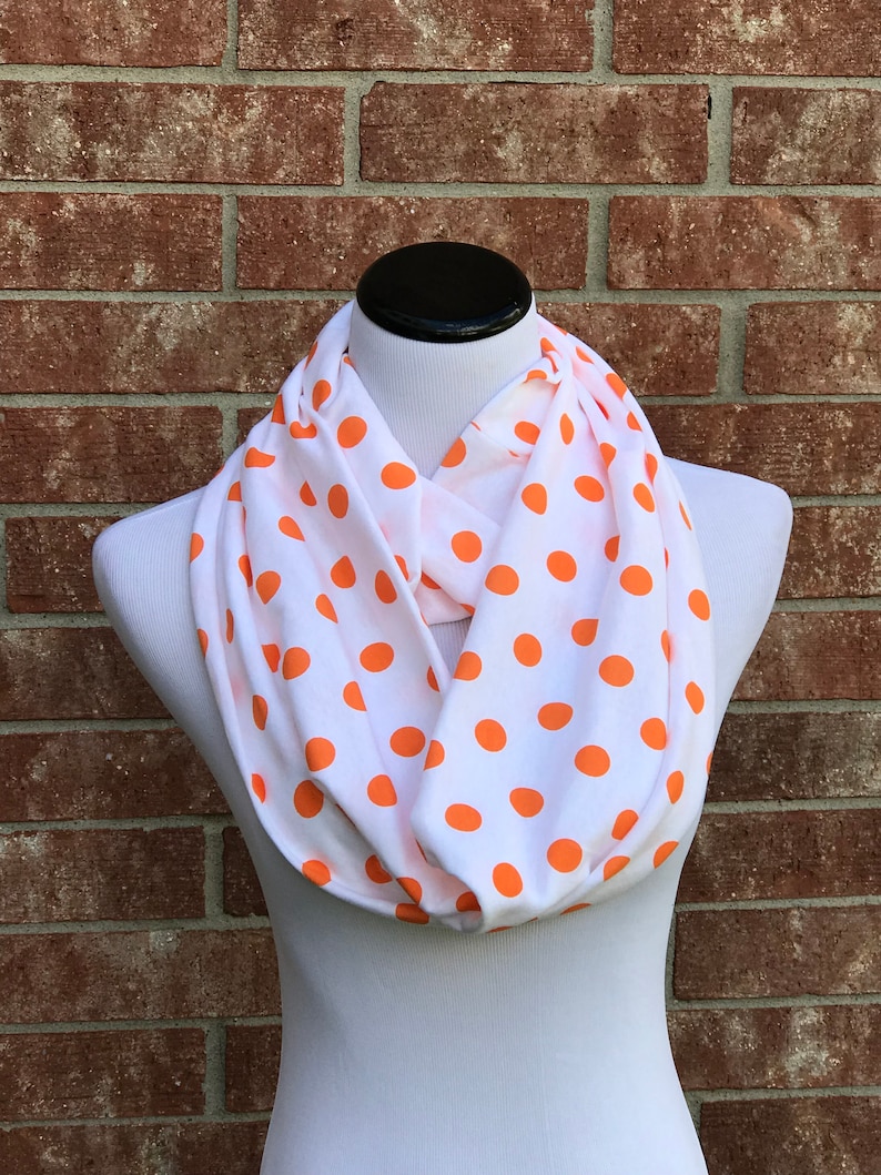 Orange Polka Dot Scarf Autumn Color Orange Infinity Scarf Soft Jersey ...