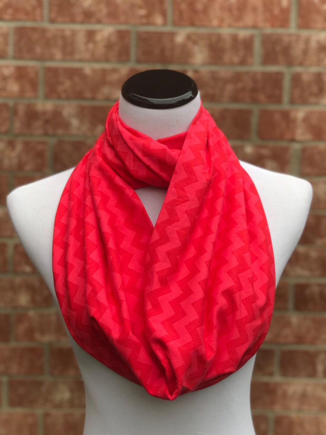 Red Scarf Chevron Scarf Bright Scarf Red Chevron Infinity Scarf Zigzag ...