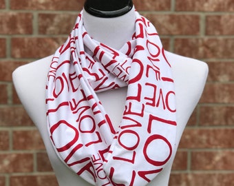 Valentine's Day Scarf Love Infinity Scarf Love Letters Scarf Circle ...