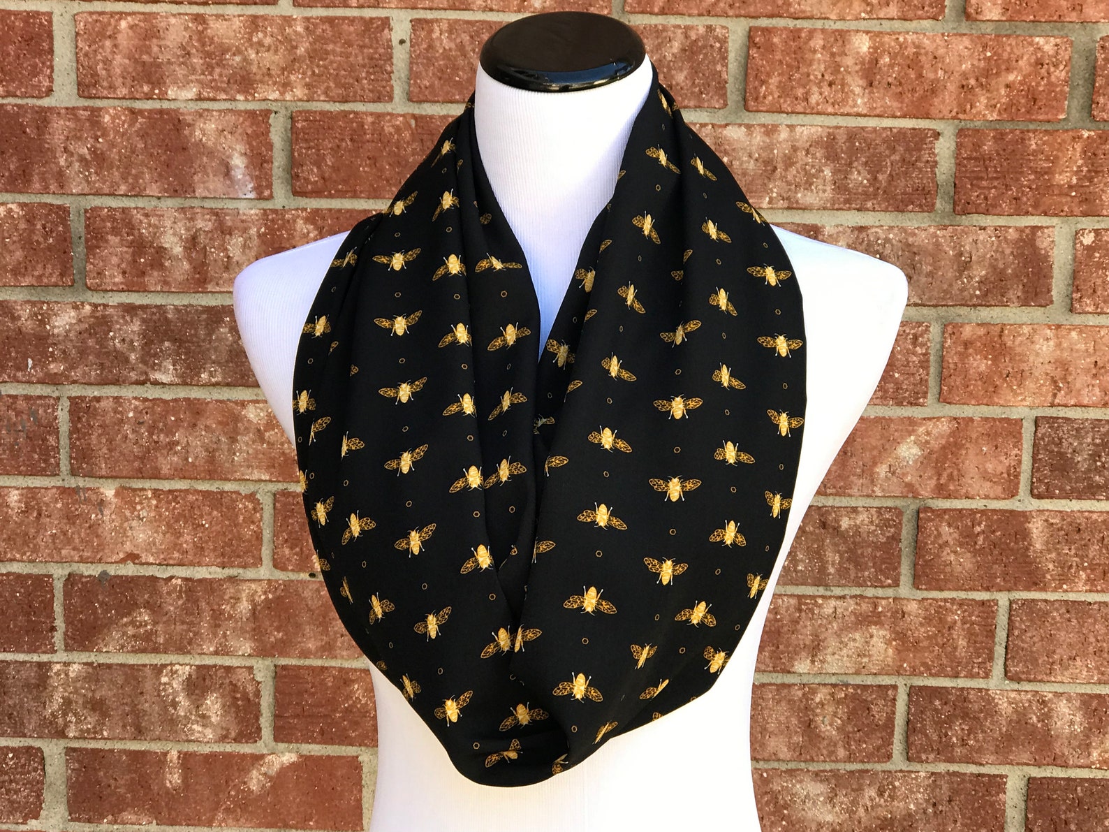 Bee Scarf Black Golden Yellow Scarf Bumblebee Infinity Scarf | Etsy
