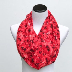 Poppy Scarf Red Poppy Scarf Infinity Scarf Scarf Floral Scarf Mother's ...