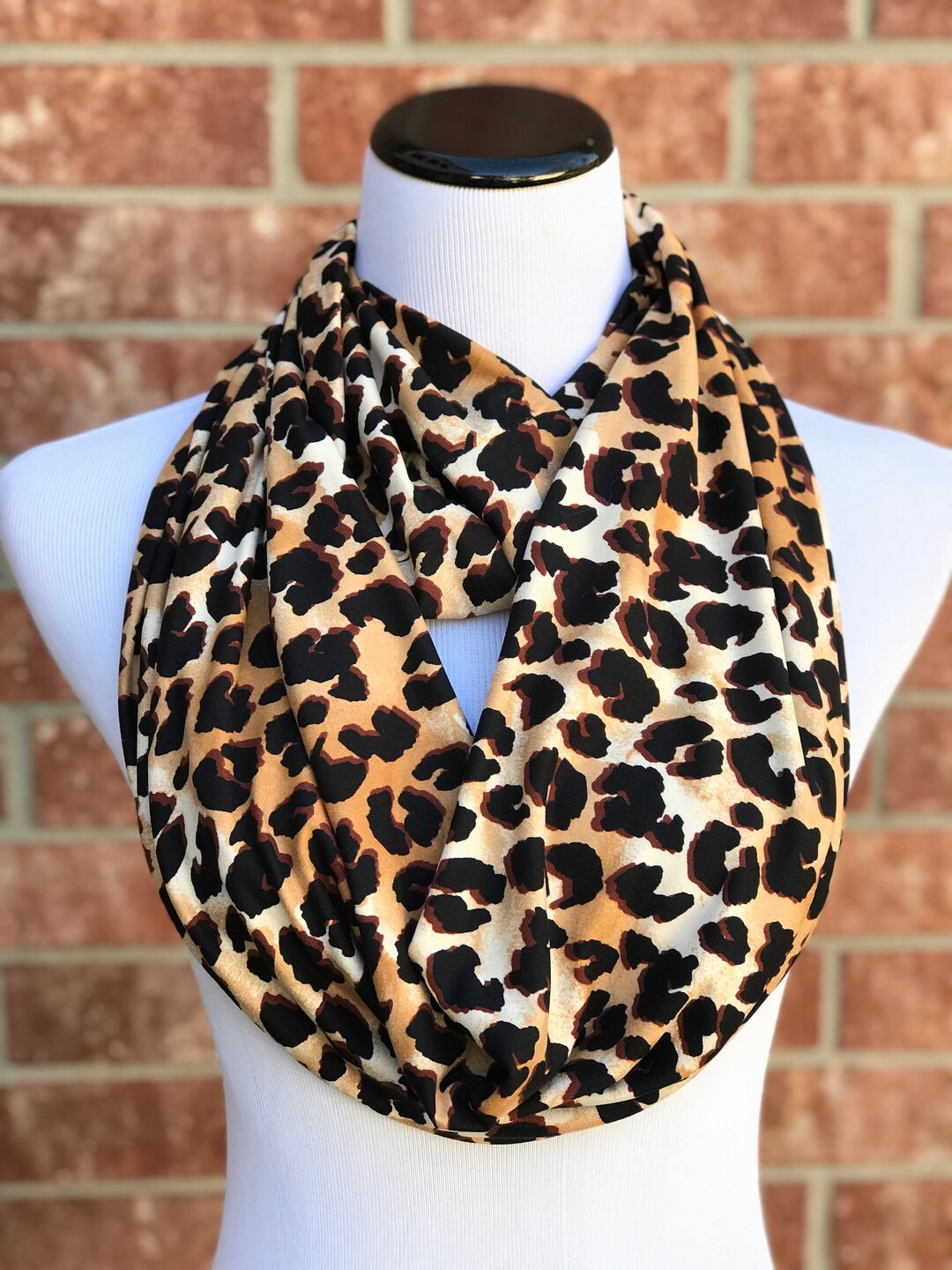 Leopard Infinity Scarf Brown Black Scarf Cheetah Cat Print Scarf Mother ...