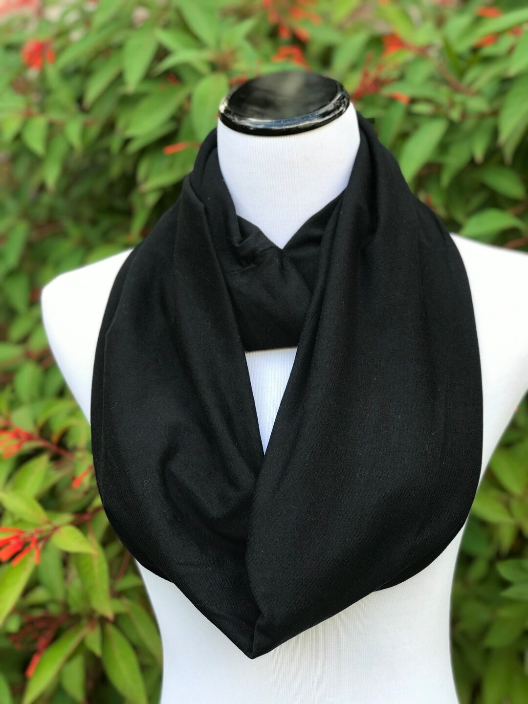 Black Scarf Soft Cotton Jersey Knit Loop Scarf Circle Scarf - Etsy