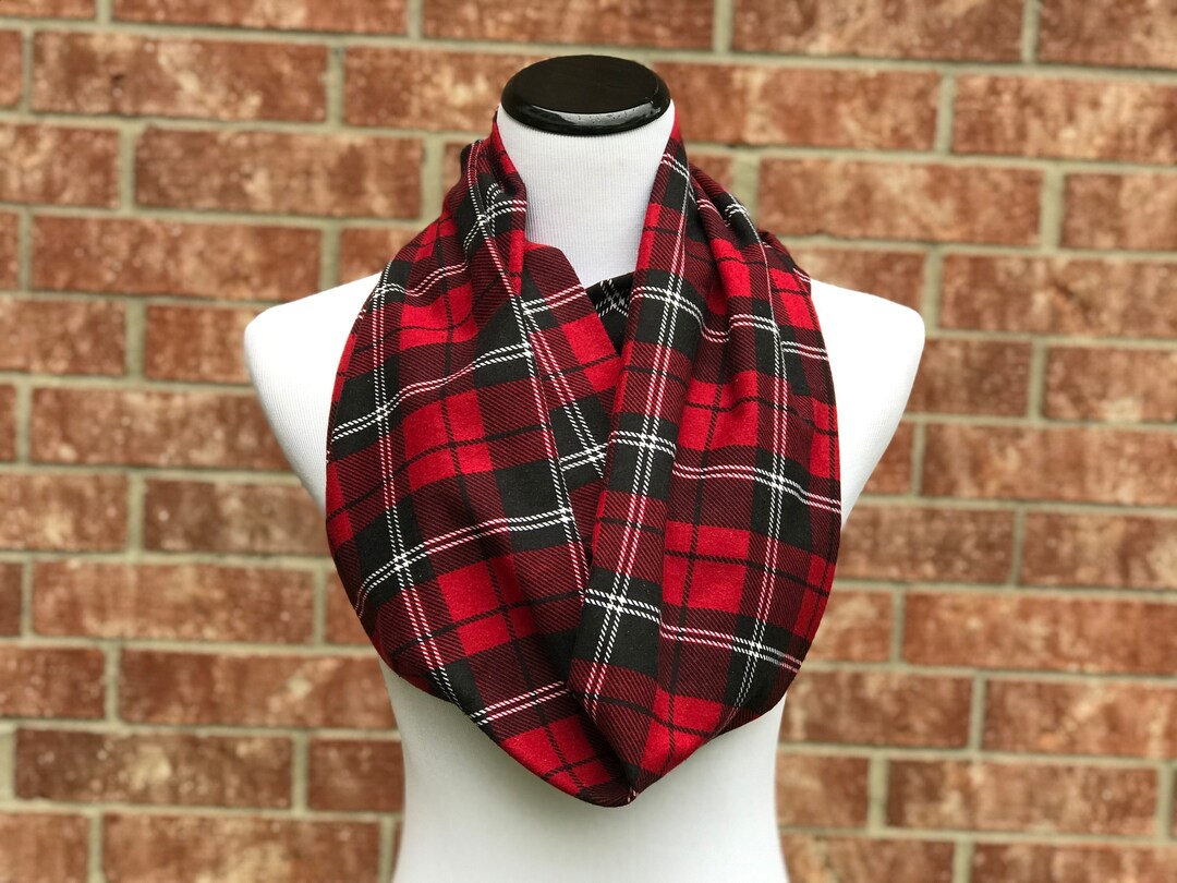 Red Plaid Flannel Scarf Christmas Scarf Tartan Infinity Scarf - Etsy