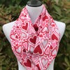 Hearts Scarf Valentine's Day Scarf Infinity Scarf White Red Hearts ...