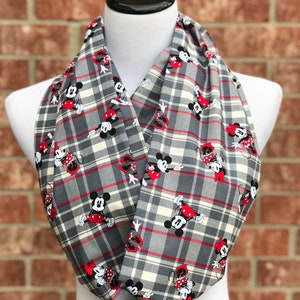 Mickey Scarf Mouse Scarf Infinity Scarf for Mickey Lovers Scarf Plaid ...