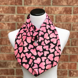 Hearts Scarf Valentine's Day Scarf Infinity Scarf Pink Fuchsia Black ...