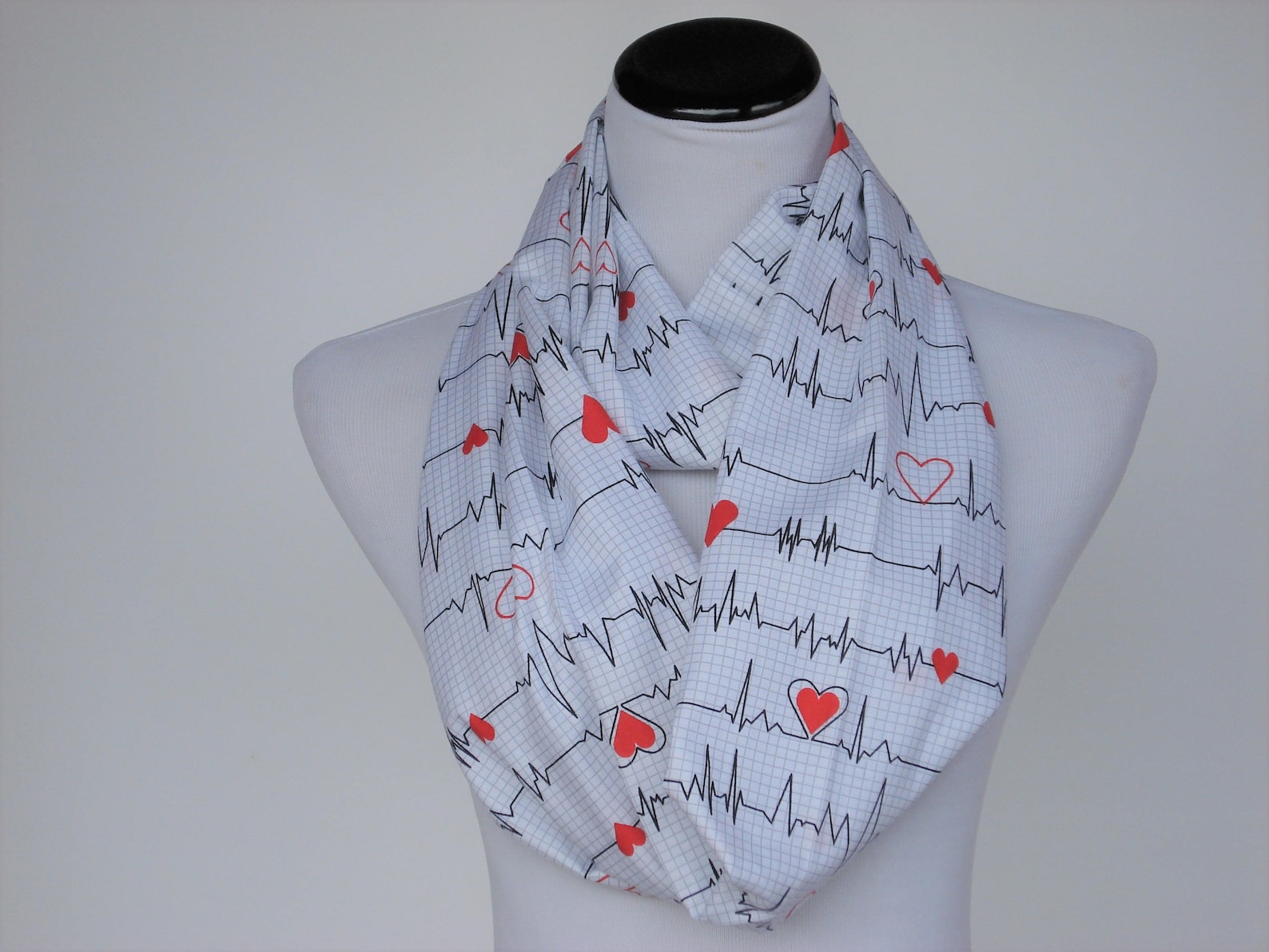 Valentines Day Heart Scarf Heartbeat Scarf Infinity Scarf Love - Etsy