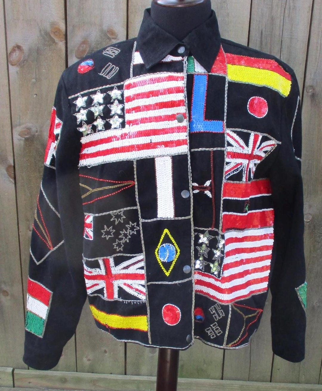 Vintage Modi Denim Jacket National Flags & “go for the Gold” Medal ...