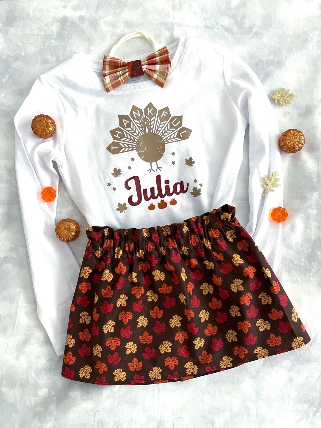 Girl's Thanksgiving Outfit, Personalized Thanksgiving Outfit, Thankful ...
