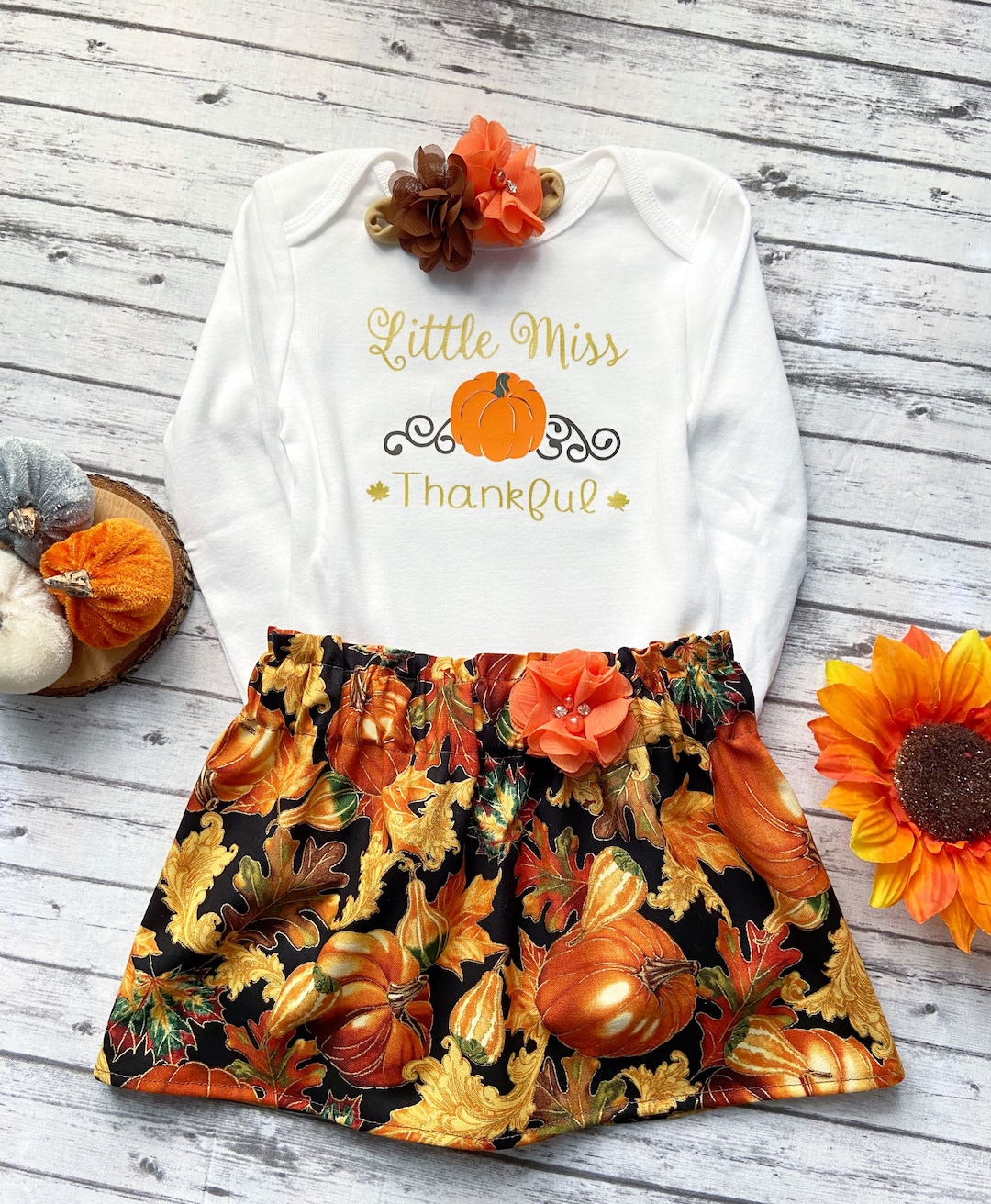 Girl's Thanksgiving Outfit, Little Miss Thankful, My First Thanksgiving ...