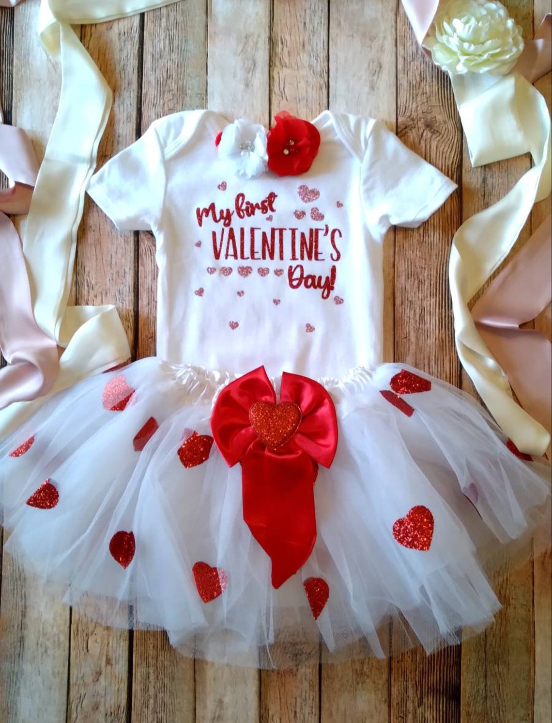 My First Valentine's Day Outfit Baby Girl Valentine's - Etsy
