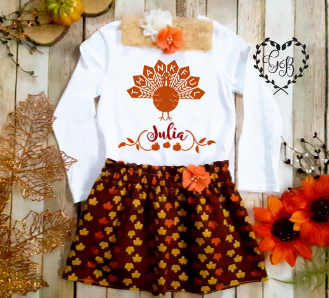 Girl's Thanksgiving Outfit Personalized Thanksgiving - Etsy