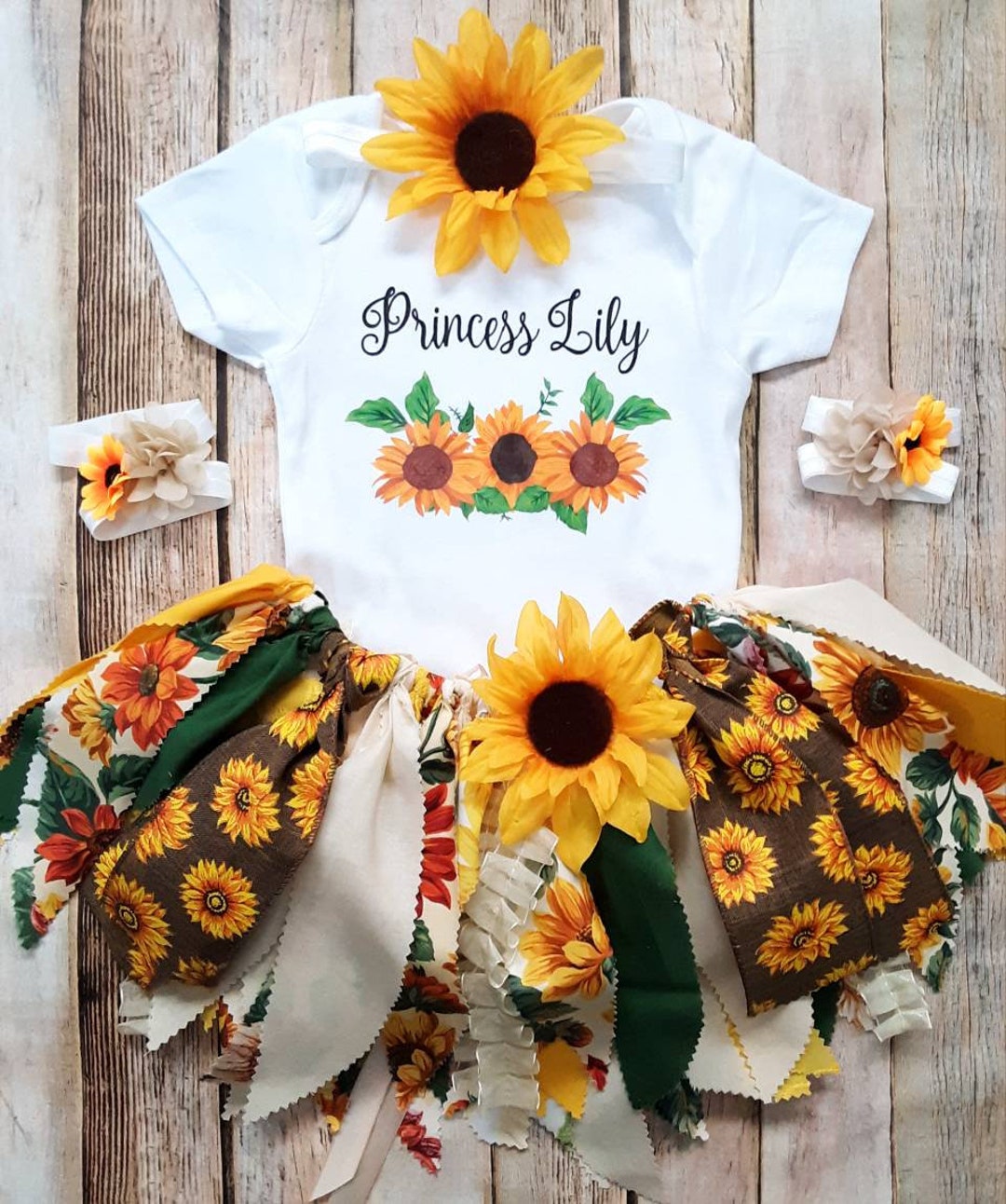 Baby Girl Sunflower Outfit, New Baby Gift, Sunflower Outfit ...