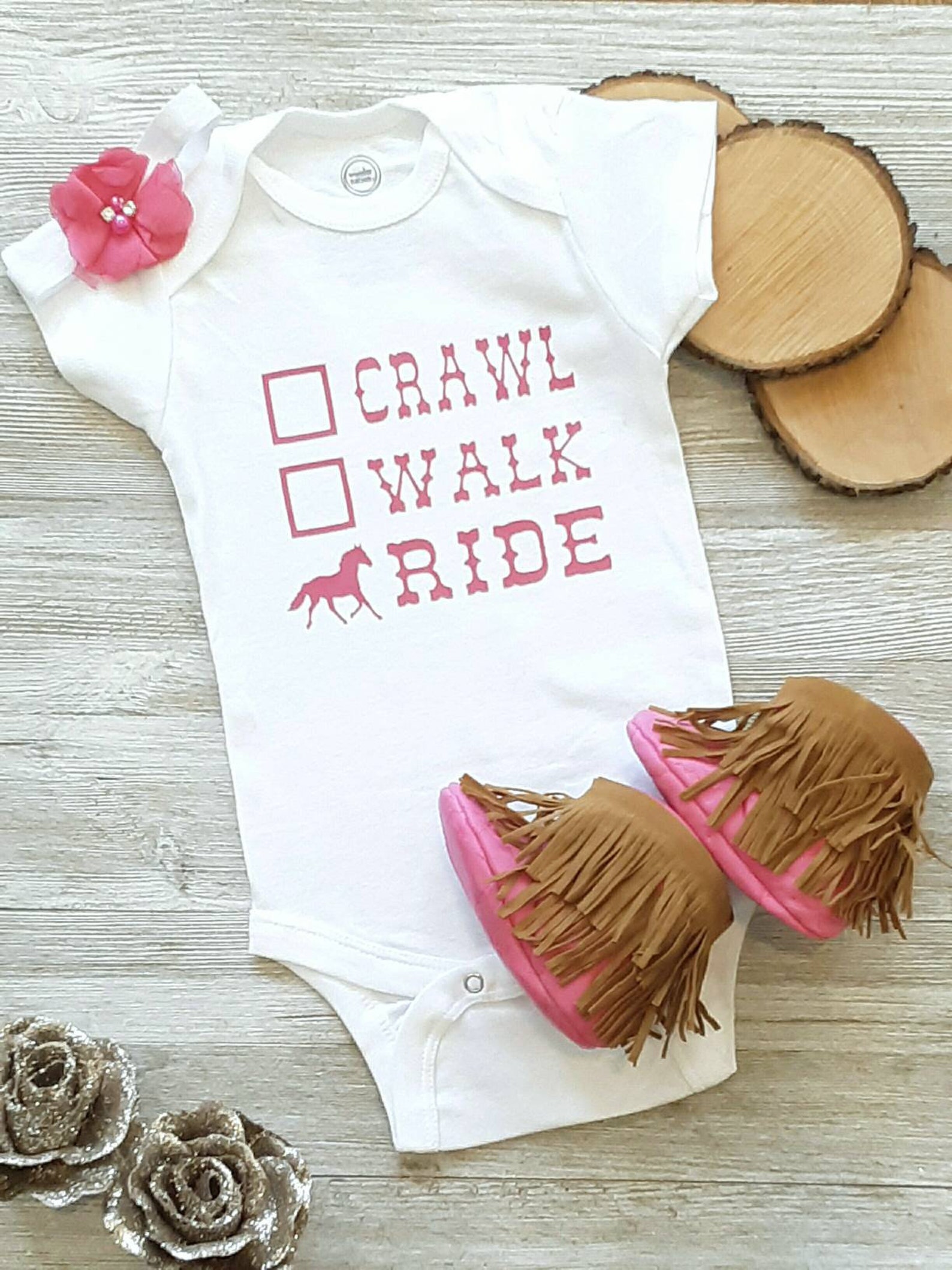 Cowboy or Cowgirl Baby Outfit Crawl Walk Ride Baby Moccasin | Etsy