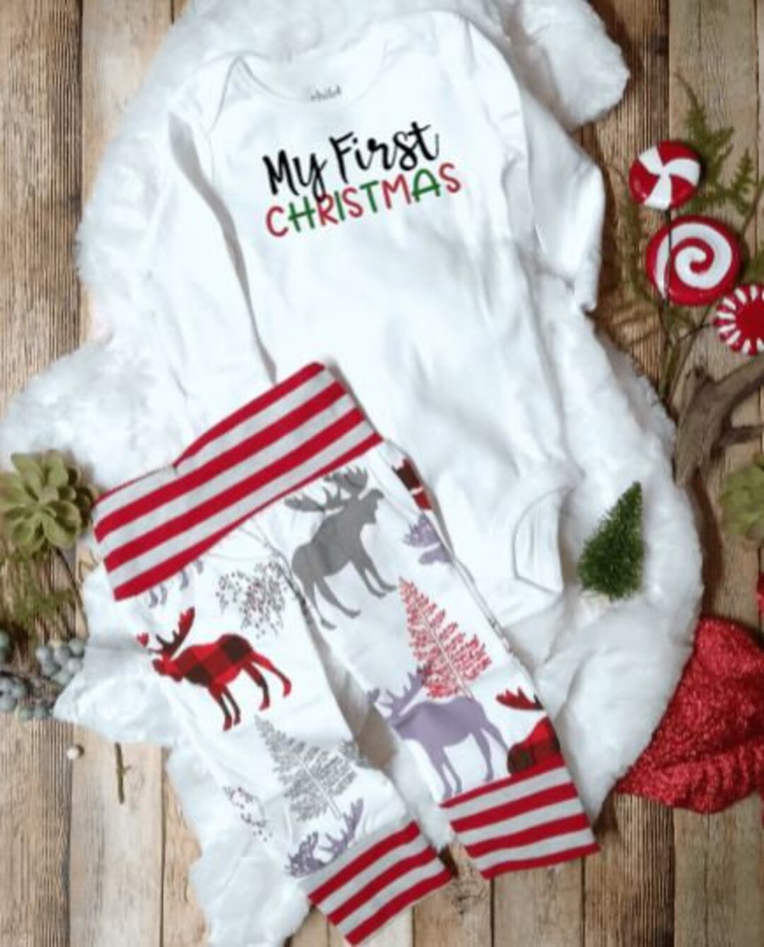 Baby Boy Christmas Outfit, My First Christmas, Christmas Pajamas, Merry ...