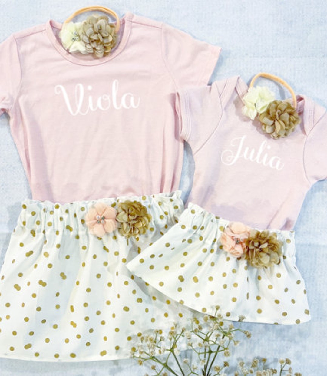 Personalized Names, Big Sister Little Sister Outfits, Pink Sister ...