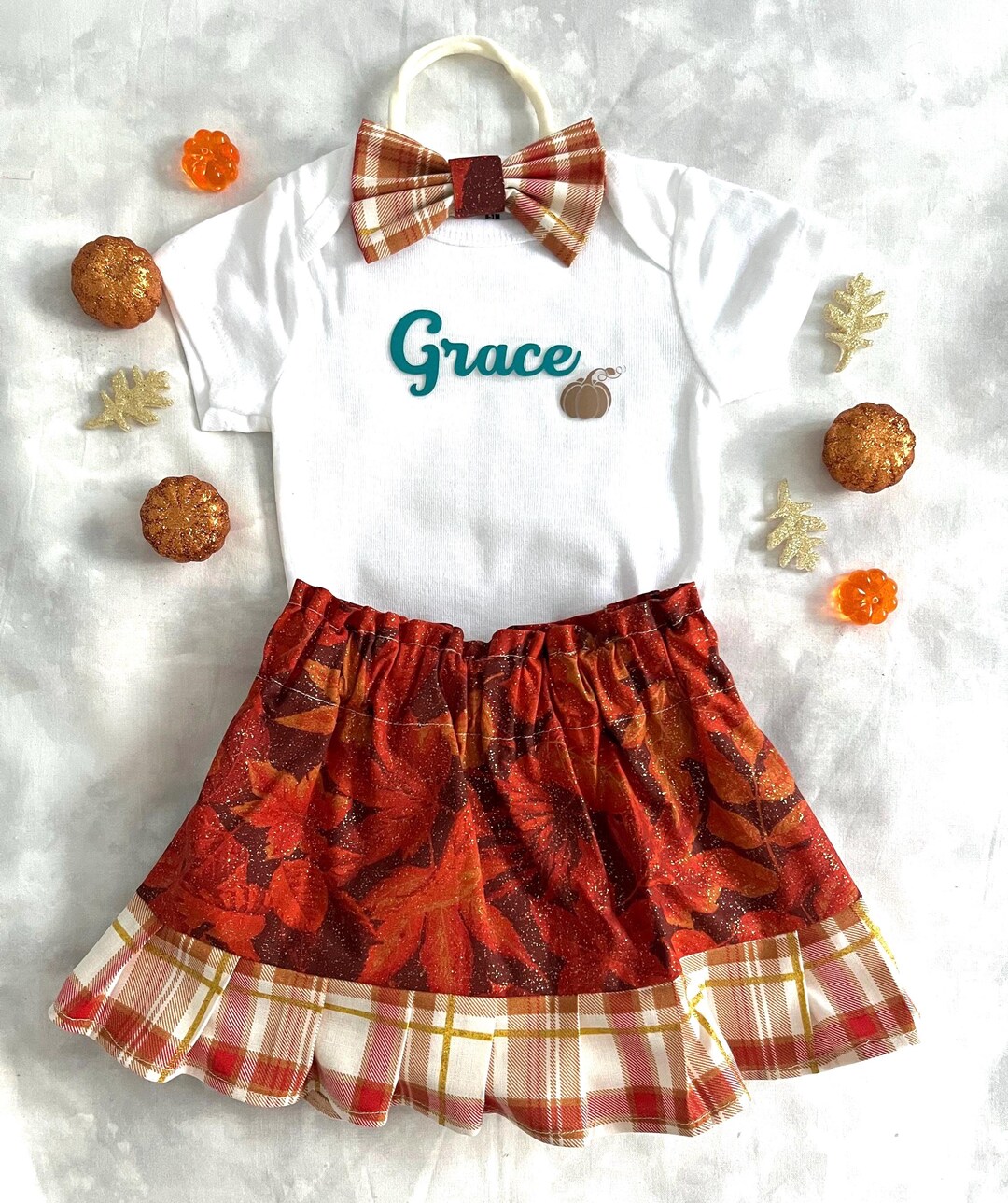 My First Thanksgiving Outfit, Baby Girl Thanksgiving Outfit, Blue ...