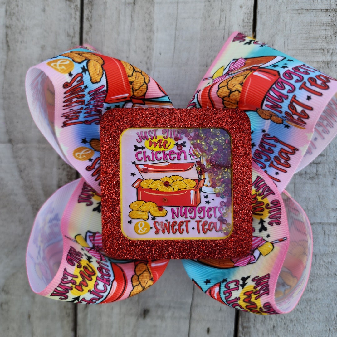 Just Give Me Chicken Nuggets and Sweet Tea Boutique Bow - Etsy