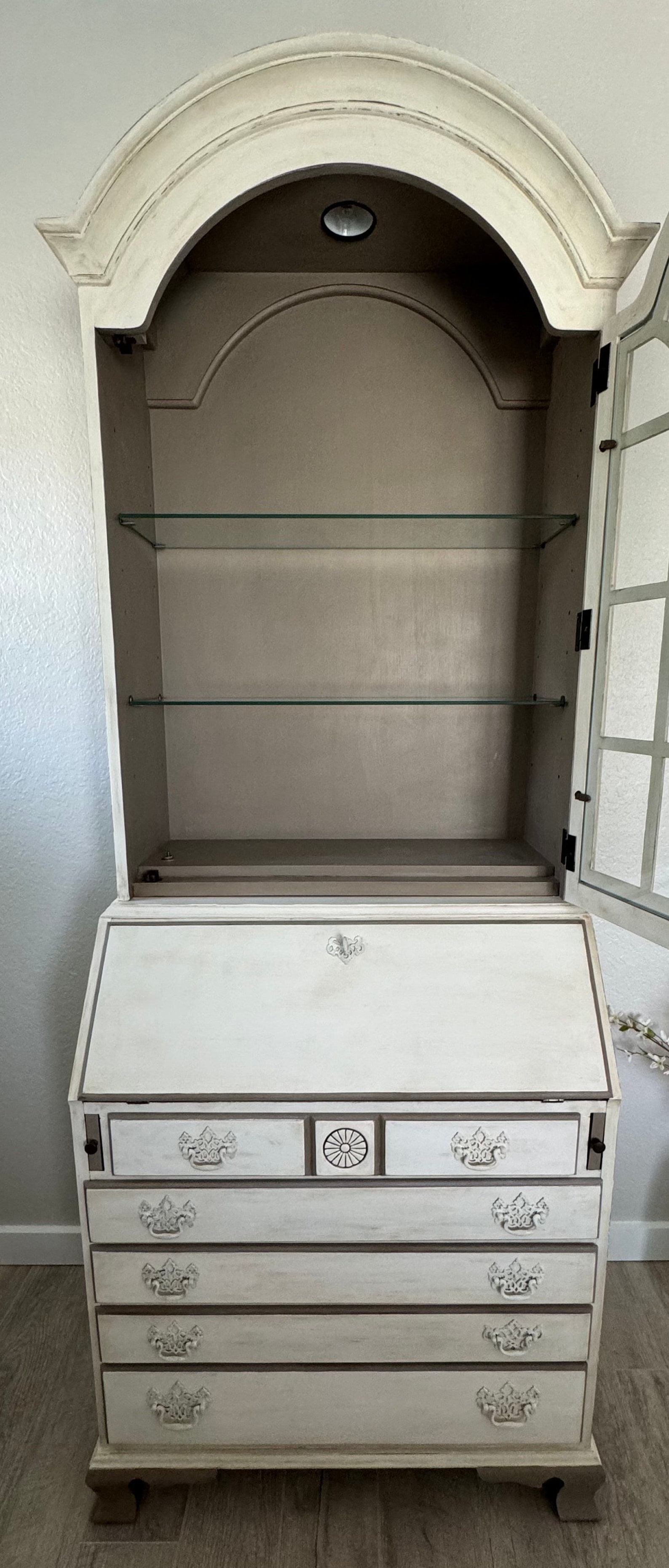 Secretary Desk/secretary China Cabinet/painted Secretary Desk/farmhouse ...